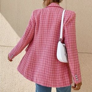 Jackets & Coats | Tweed Pink Jacket Coat | Poshmark
